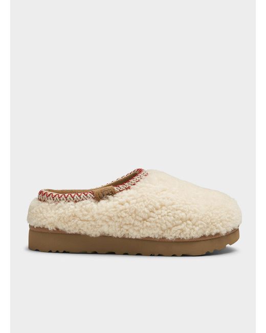 UGG Tasman Maxi Curly Mule Slippers in Natural | Lyst