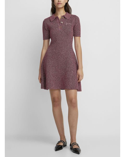 Ganni Hairy Knit Polo Mini in Purple | Lyst