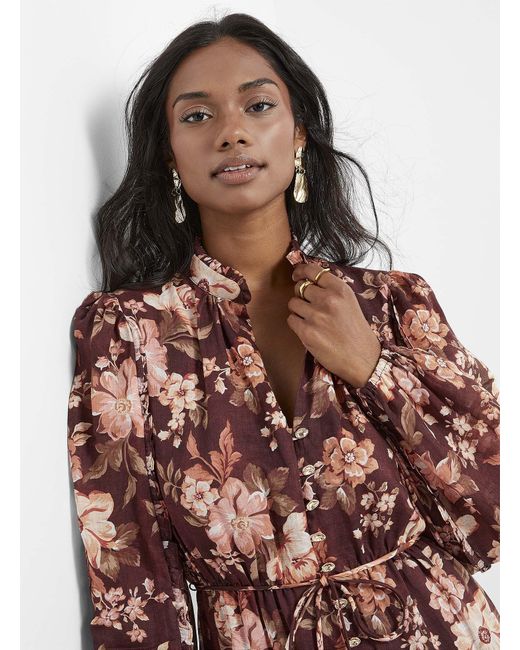 EVER NEW Ruffled Collar Long Tiered Floral Dress | Lyst