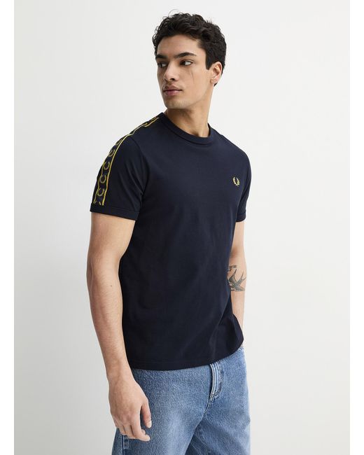 Fred Perry Logo Band T in Blue for Men | Lyst