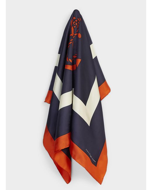 Ralph Lauren Nautical Tricolour Square Silk Scarf in Red | Lyst
