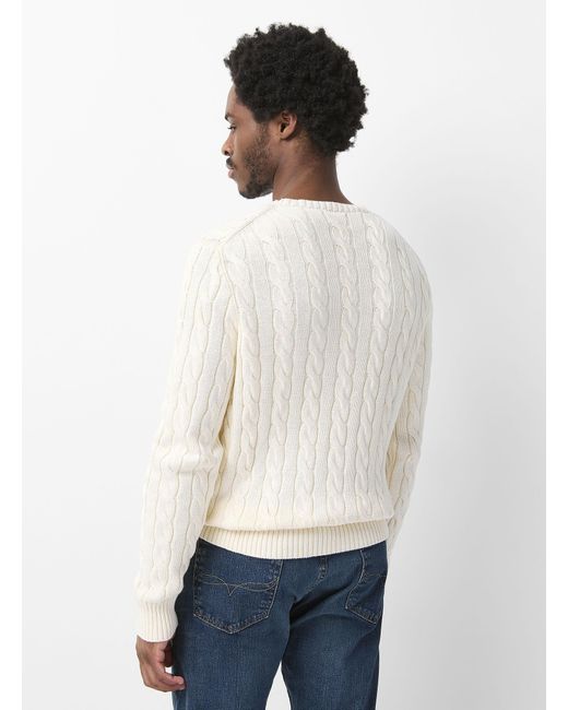 Polo Ralph Lauren Ribbed Cable in White for Men | Lyst