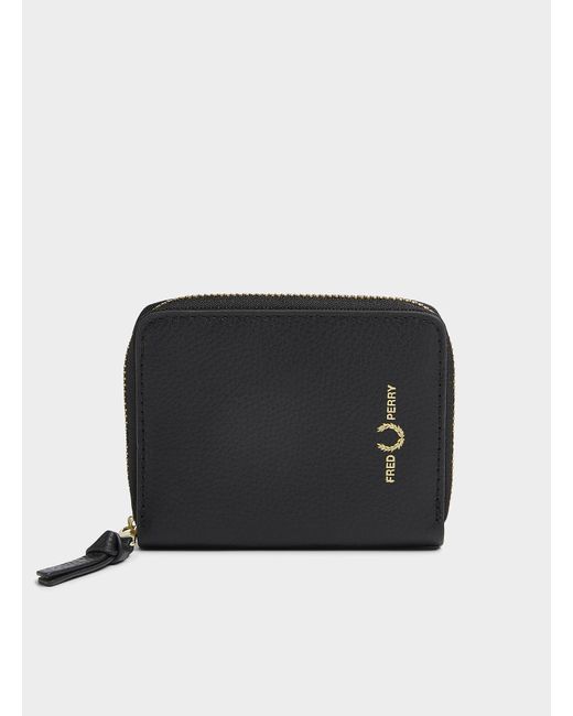 Fred Perry Grained Leather Zip Wallet in Black for Men | Lyst