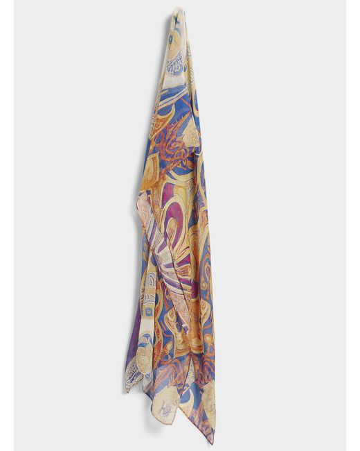 The Artists Label Paisley Folk Lightweight Scarf in White | Lyst