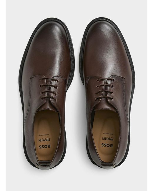 BOSS Smooth Leather Calev Derby Shoes Men in Brown for Men | Lyst