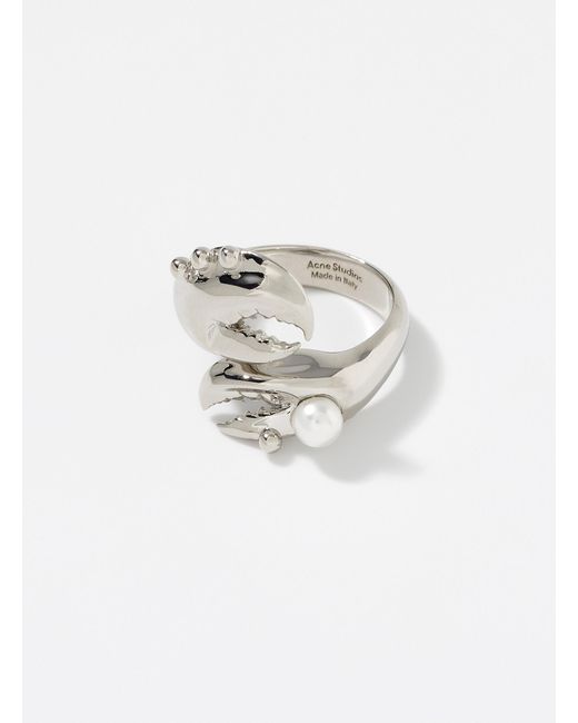 Acne Studios Claws Crab Claw Ring in White for Men | Lyst