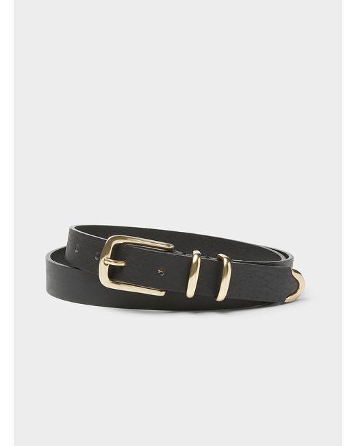 MOLEBO Two Gold Loops Leather Belt in Black for Men | Lyst