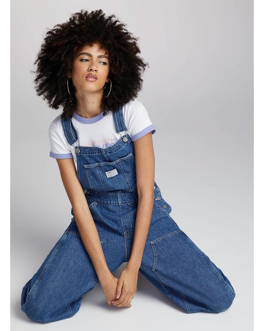 Levis Faded Denim Loose Workwear Overalls In Blue Lyst