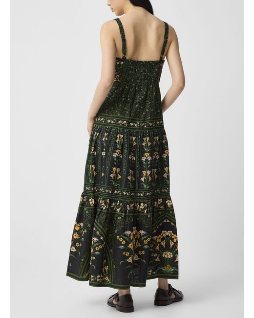 FARM Rio Black Flowers Arch Linen Dress in Green | Lyst