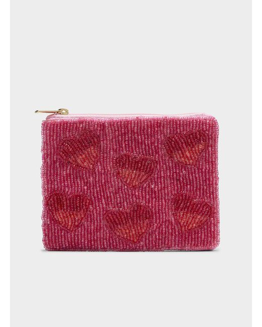 Simon's Heart Beaded Mini Pouch in Red | Lyst