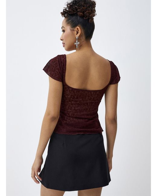 Motel Floral Mesh Cropped Blouse in Purple | Lyst