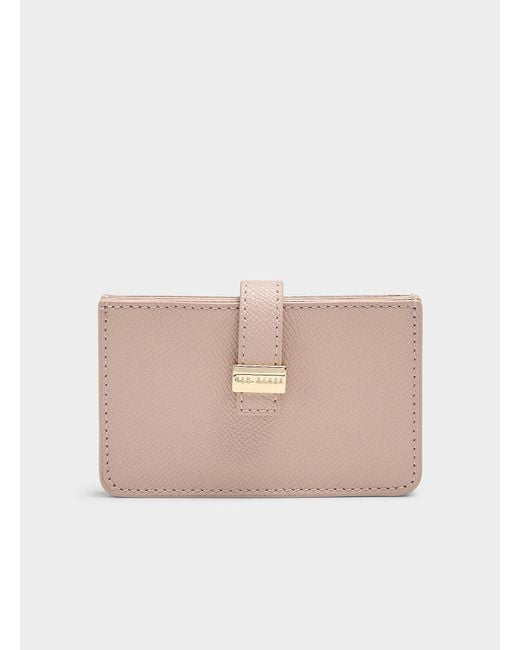 Ted Baker Riann Pebbled Leather Card Holder in Natural | Lyst