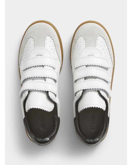 Isabel Marant Beth White Serrated Leather Sneakers Women | Lyst