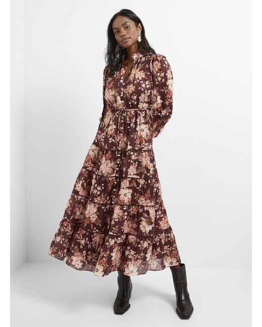 EVER NEW Ruffled Collar Long Tiered Floral Dress | Lyst