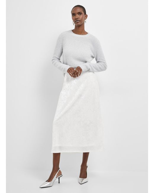 Contemporaine Hammered Velvet Midi Skirt in White | Lyst