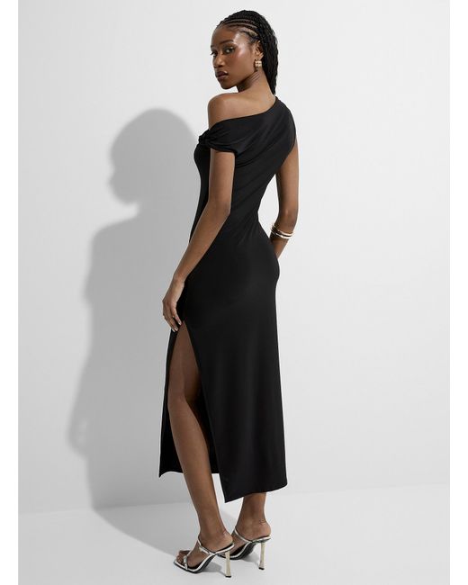 Icône Side Slit Twisted Strap Maxi Dress in White | Lyst