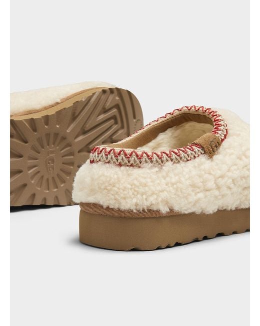 UGG Tasman Maxi Curly Mule Slippers in Natural | Lyst
