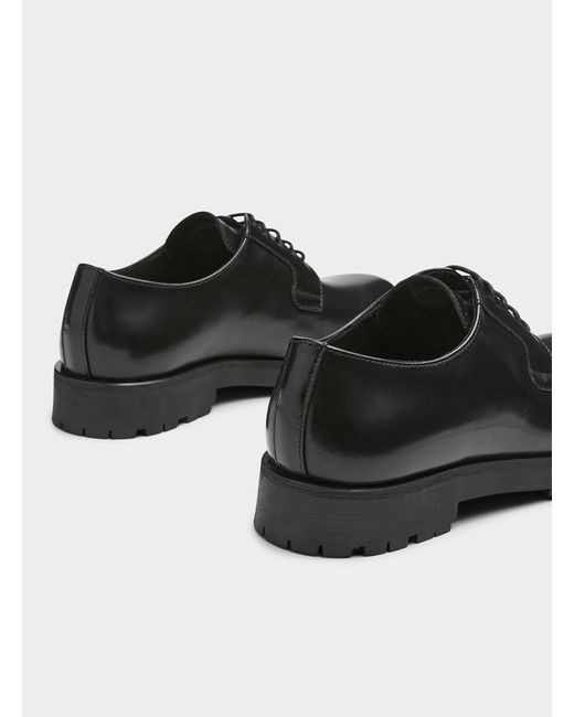 Simon's Glossy Leather Derby Shoes Men in Black for Men | Lyst