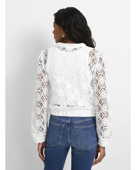 Contemporaine Openwork Crochet Bomber Jacket in White | Lyst