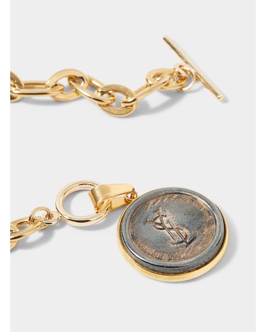 Luxury Story Yves Saint Laurent Blackened Medallion Upcycled Chain in ...
