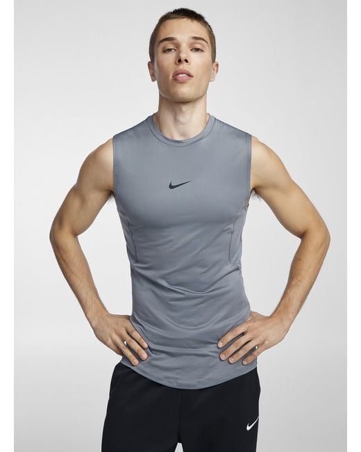 Nike Logo Fitted Tank Top in Gray for Men | Lyst