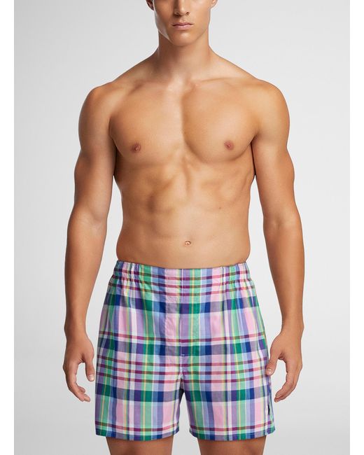 Polo Ralph Lauren Colourful Check Poplin Boxer in Blue for Men | Lyst