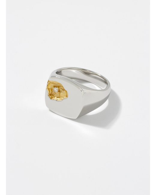 Tom Wood Mined Large Signet Ring in White for Men | Lyst