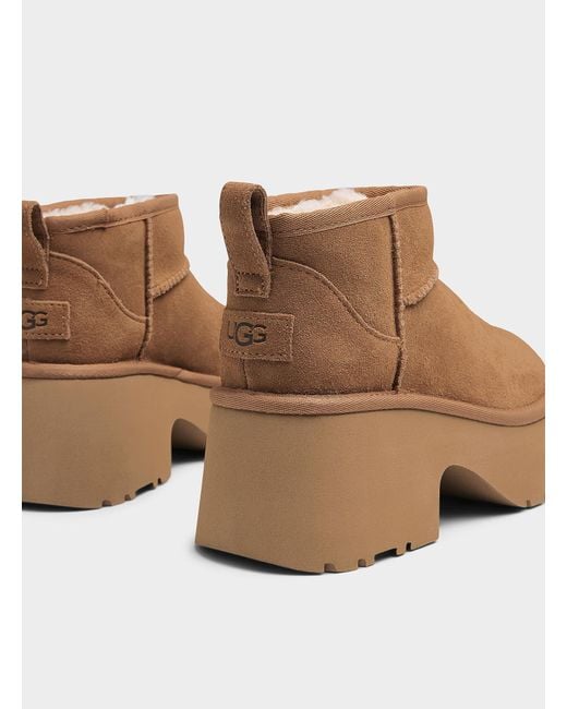 UGG Classic Ultra Mini New Heights Platform Boots Women in Brown | Lyst