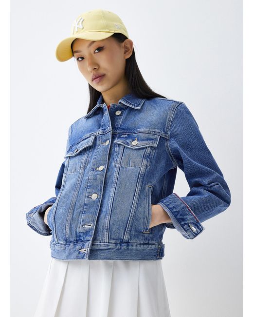 Tommy Hilfiger Back Logo Jean Jacket in Blue | Lyst