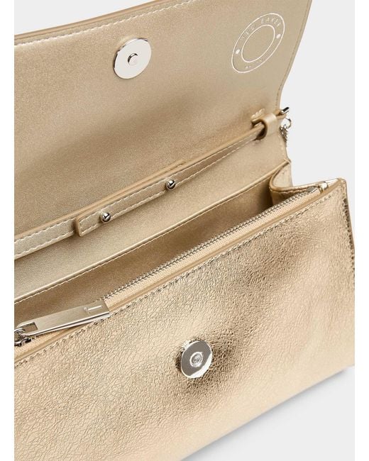 Ted Baker Cyra Metallic Leather Evening Bag in Natural | Lyst
