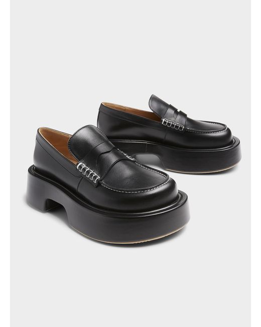 JW Anderson Xl Platform Leather Penny Loaders Men in Black for Men | Lyst