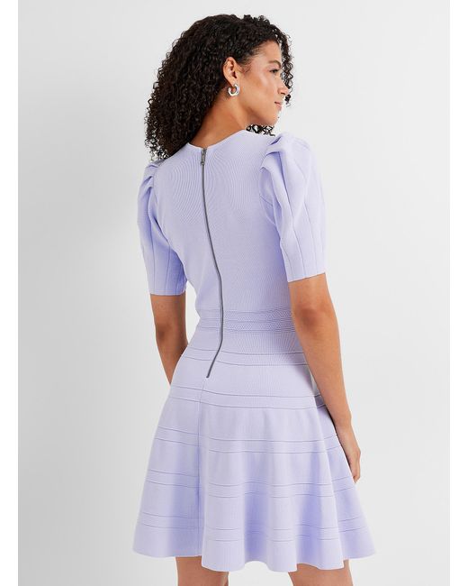 Ted Baker Velvey Textured Knit Flared Dress in White | Lyst