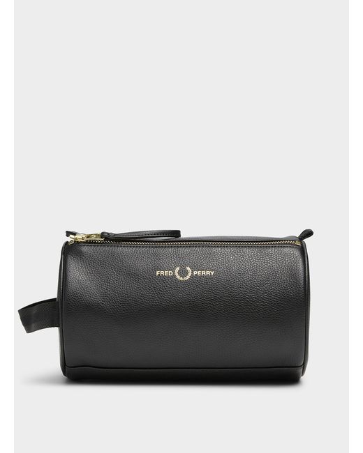 Fred Perry Pebbled Leather Cylindrical Travel Case in Gray for Men | Lyst