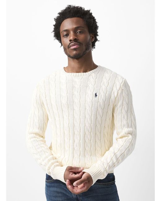 Polo Ralph Lauren Ribbed Cable in White for Men | Lyst