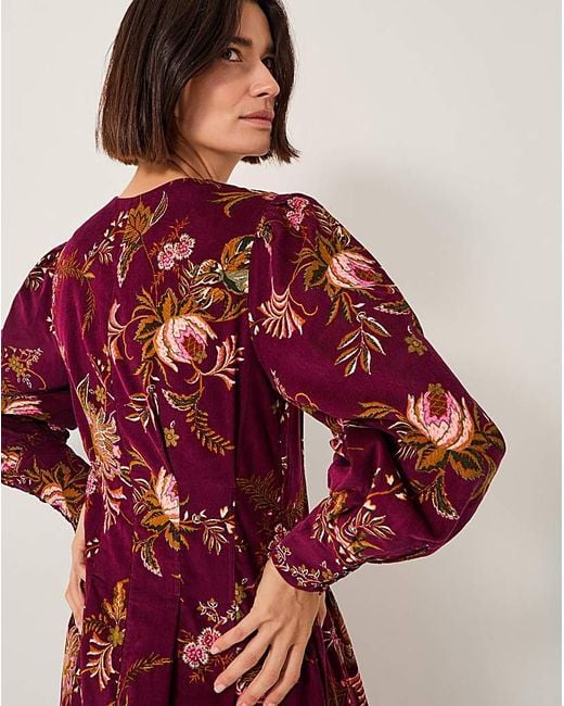 Monsoon Yasmina Floral Midi Dress in Red | Lyst UK