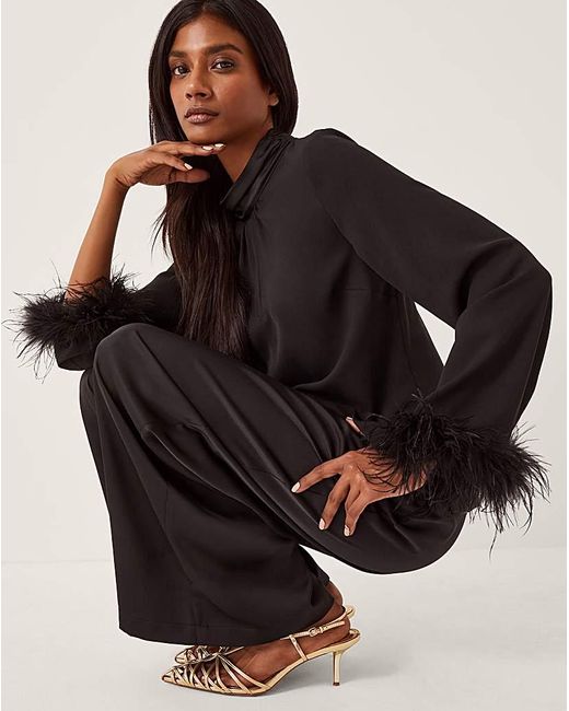 Monsoon Luella Feather Cuff Top in Black | Lyst UK