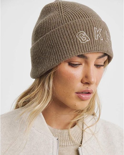 Gym King Rib Knit Beanie in Natural | Lyst UK