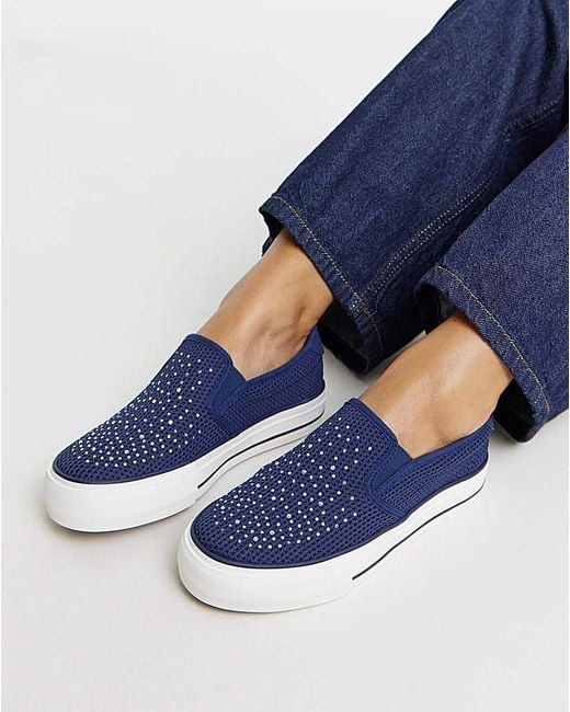 Simply Be Slip On Canvas Trainer Extra Wide in Blue | Lyst UK