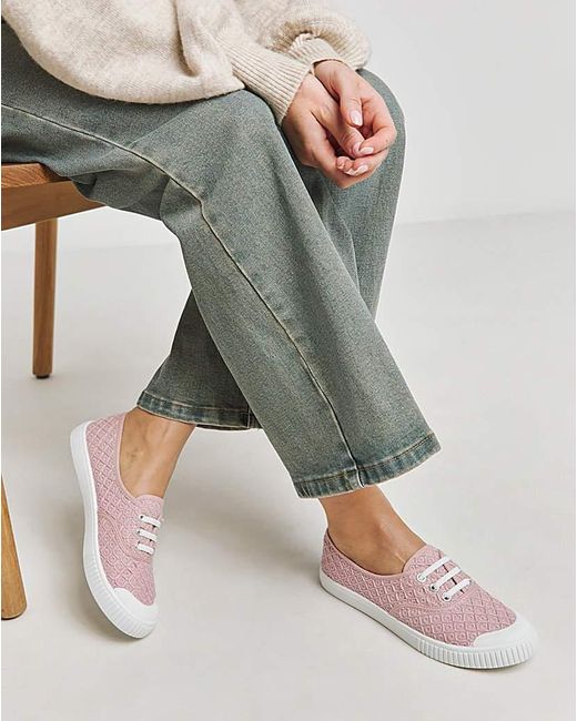 Simply Be Lace Up Plimsole Wide Fit in Grey | Lyst UK