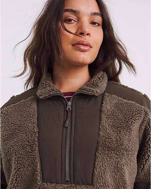 Snowdonia Contrast Funnel Fleece in Brown | Lyst UK
