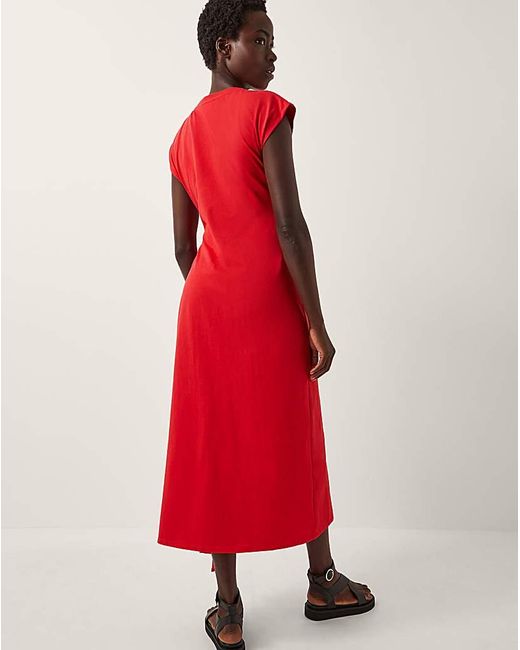 Monsoon Tilly Tie-Side Jersey Midi Dress in Red | Lyst UK