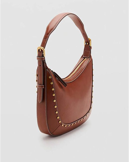 Mango Studded Shoulder Bag in Brown | Lyst UK