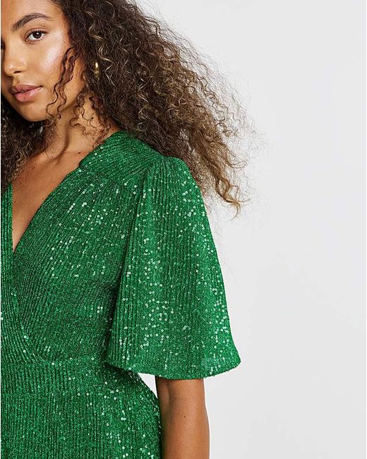 Flounce London Sequin Maxi Dress in Green | Lyst UK