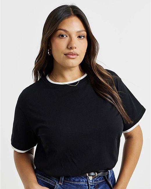 Simply Be Double Layer T-Shirt in Black | Lyst UK