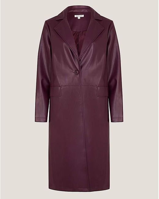 Monsoon Paola Faux Leather Trench Coat in Blue | Lyst UK