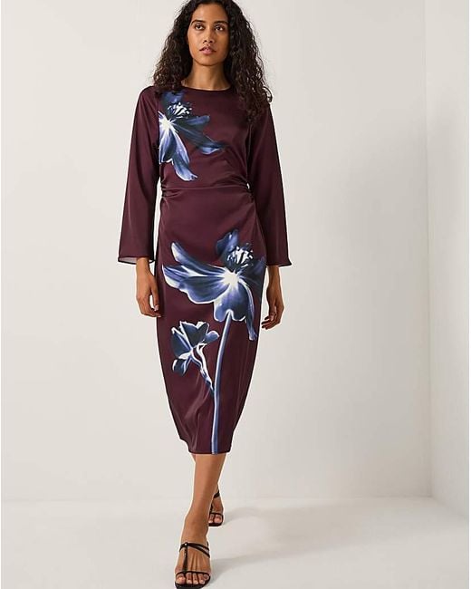 Monsoon Polly Floral Print Midi Dress in Red | Lyst UK
