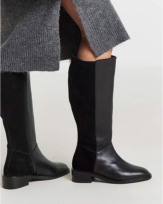 JD Williams Leather Suede Mix Riding Boot Wide Sc in Black | Lyst UK