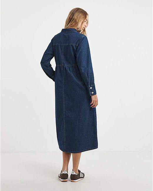 Simply Be Long Sleeve Denim Midi Dress in Blue | Lyst UK
