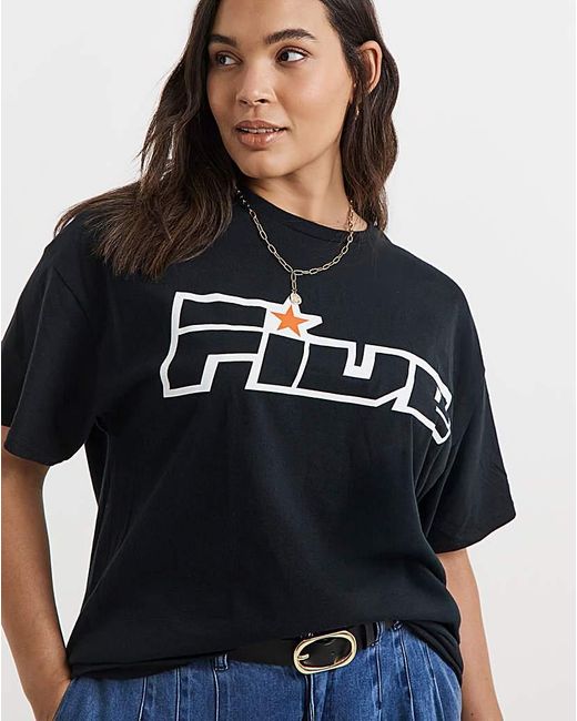Simply Be Five License T-Shirt in Black | Lyst UK