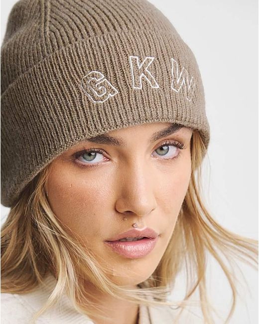Gym King Rib Knit Beanie in Natural | Lyst UK